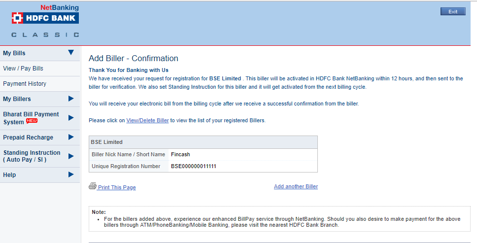 How to Add Biller for SIP Transactions in HDFC Bank?